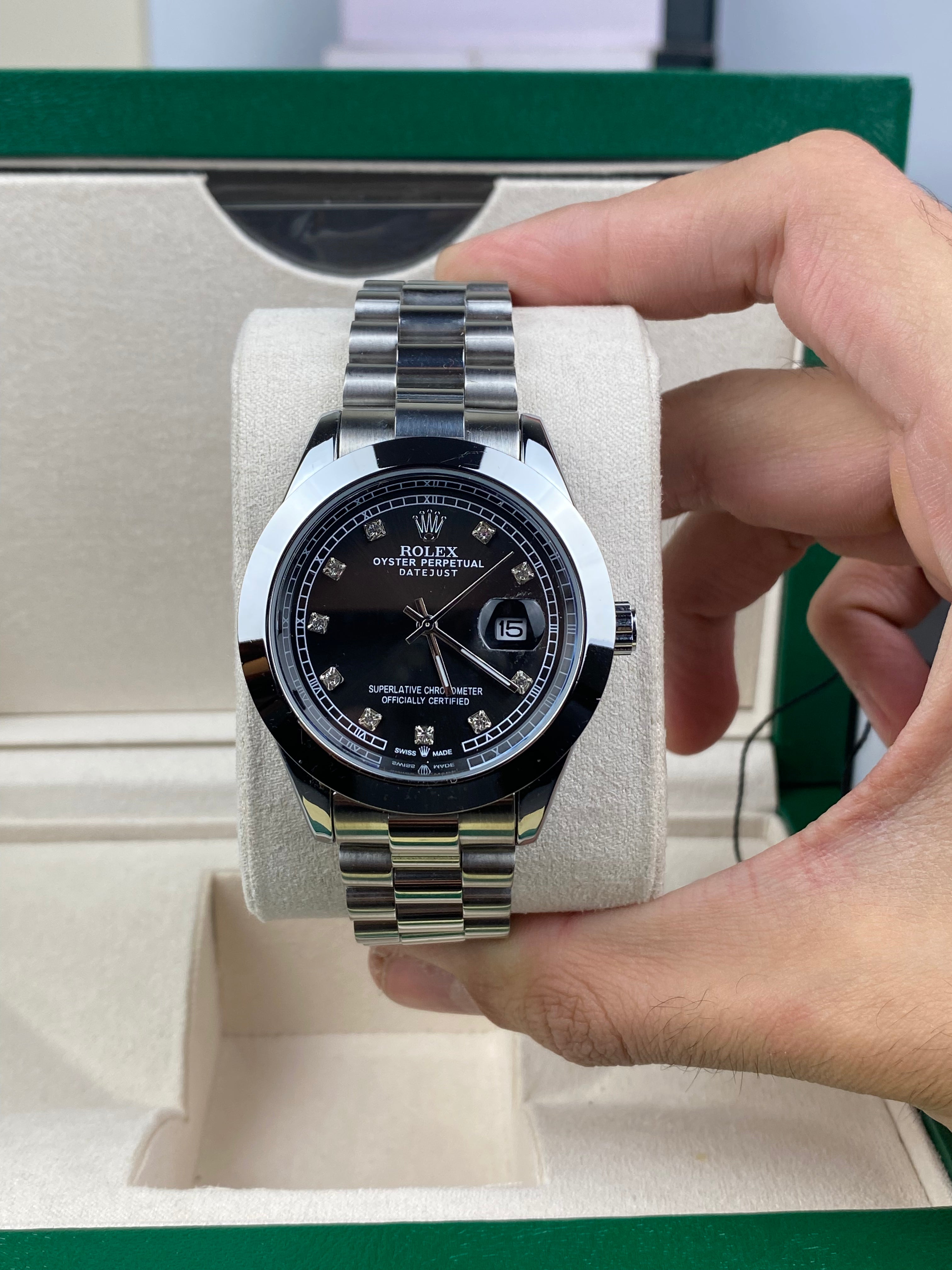 RLX Datejust Oystersteel Black Diamond Dial – Wristroyalty